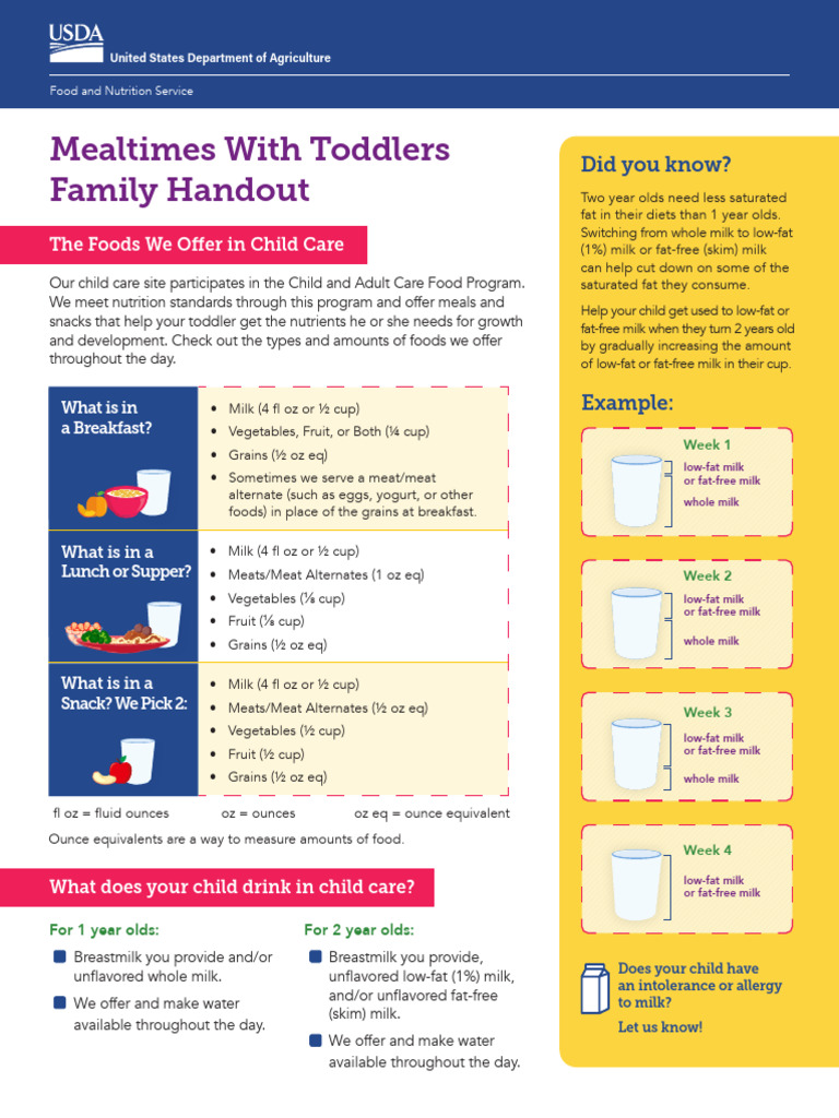 Mealtimes With Toddlers Family Handout | PDF | Foods | Cuisine