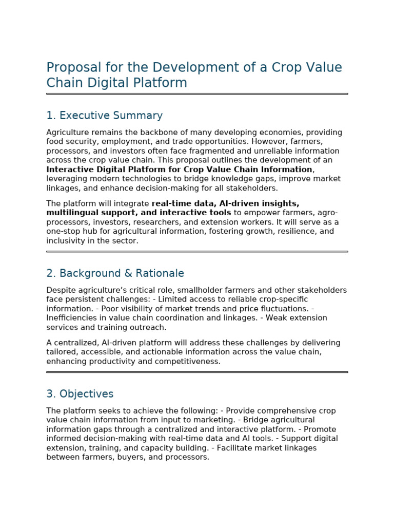 Crop Value Chain Digital Platform Proposal | PDF | Cloud Computing ...