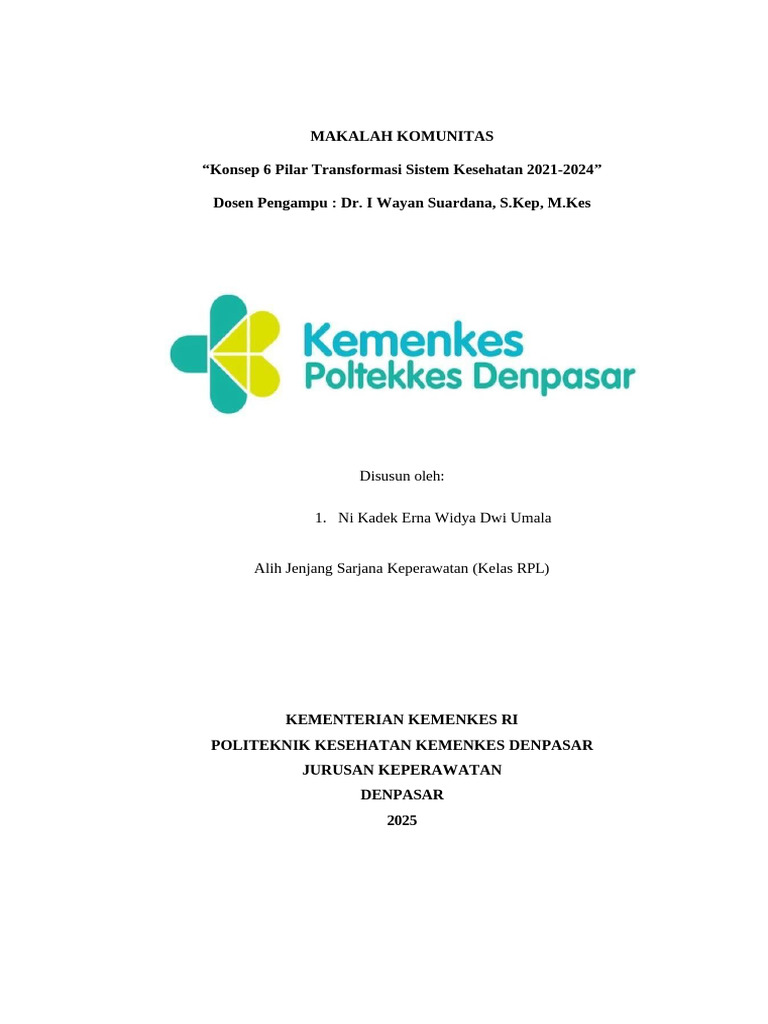 Enam Pilar Transformasi Kesehatan 2021-2024 | PDF
