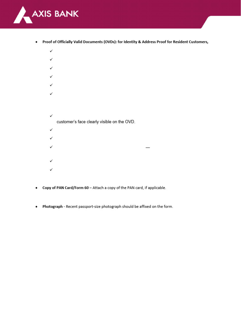 Valid Documents for KYC Compliance | PDF