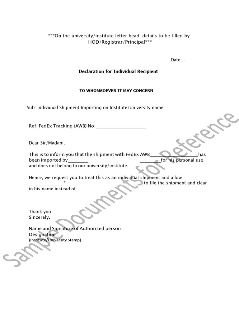 Authority Letter From HOD - Principal - Registrar | PDF