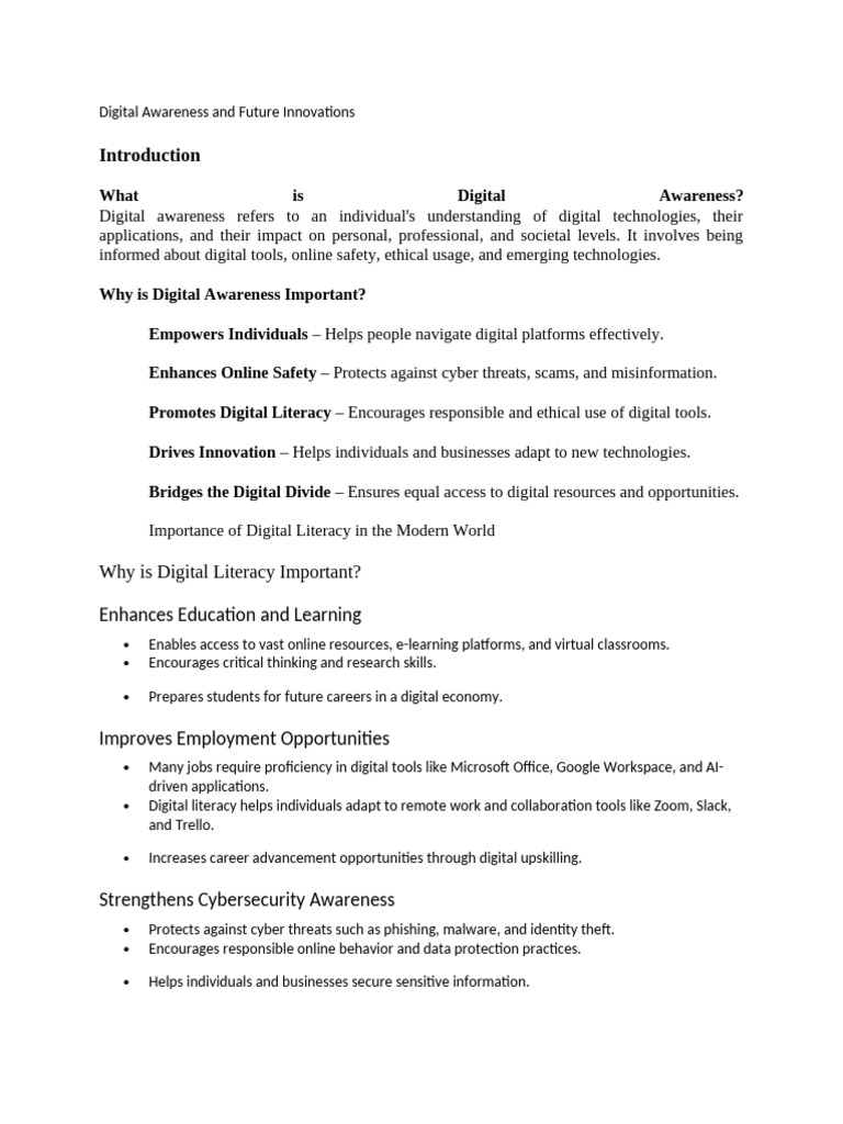 Digital Awareness and Future Innovations | PDF | Computer Security ...