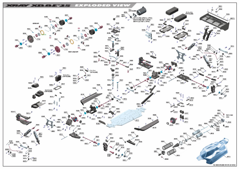 XRAY XB8E'25 Exploded View Guide | PDF | Motor Vehicle | Sedans