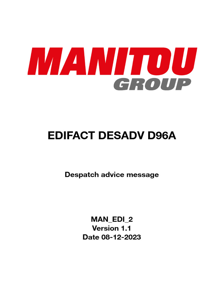 (EDI&WEBEDI) - MANITOU Guideline - DESADV - 1.1 | PDF | Electronic Data ...
