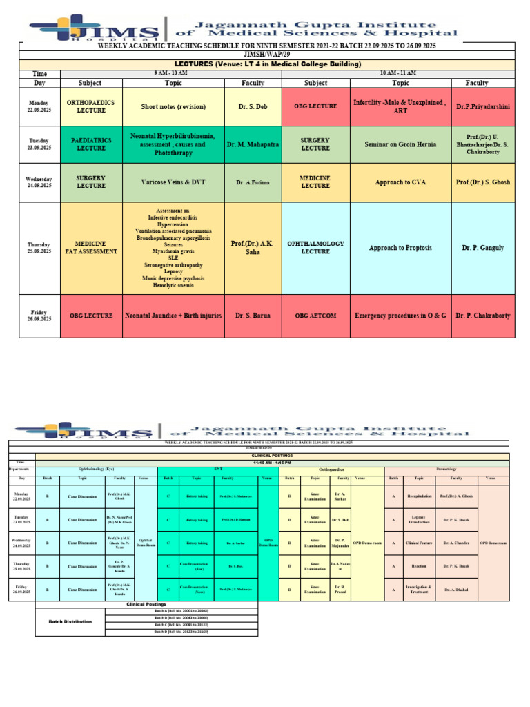Jimsh-Wap-29-4th Year MBBS From 22.09.2025 To 26.09.2025. | PDF ...