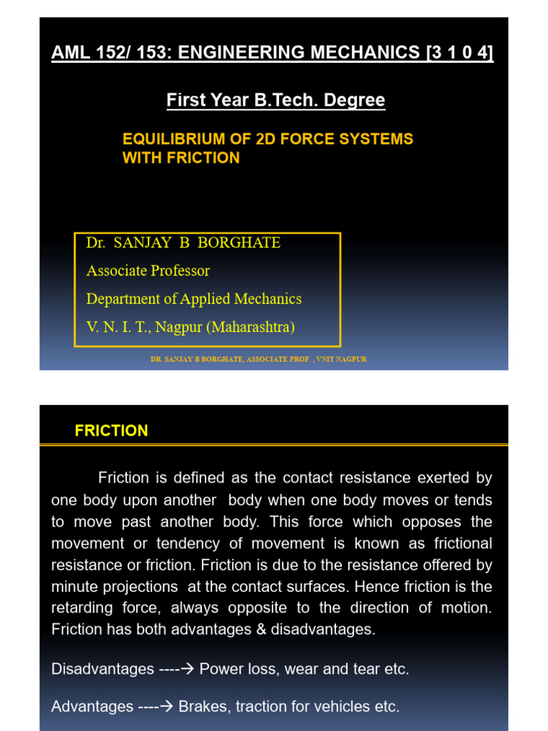 CH2B-Equilibrium of 2D Force System With Friction | PDF | Friction | Force