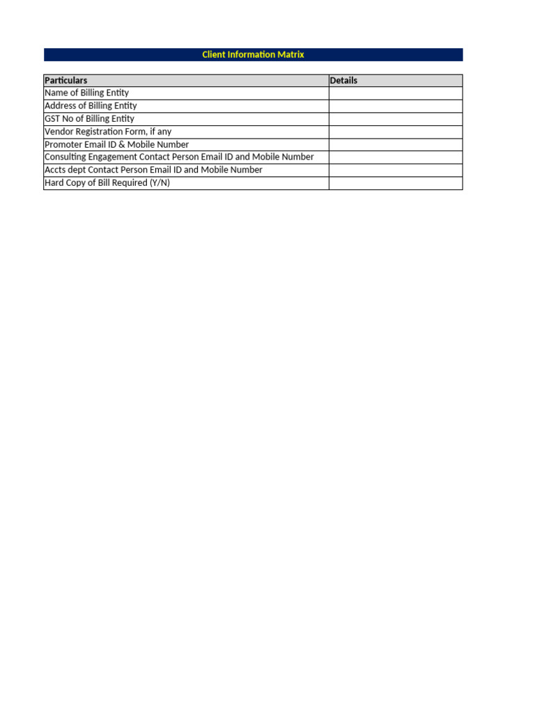 Client Information Matrix | PDF