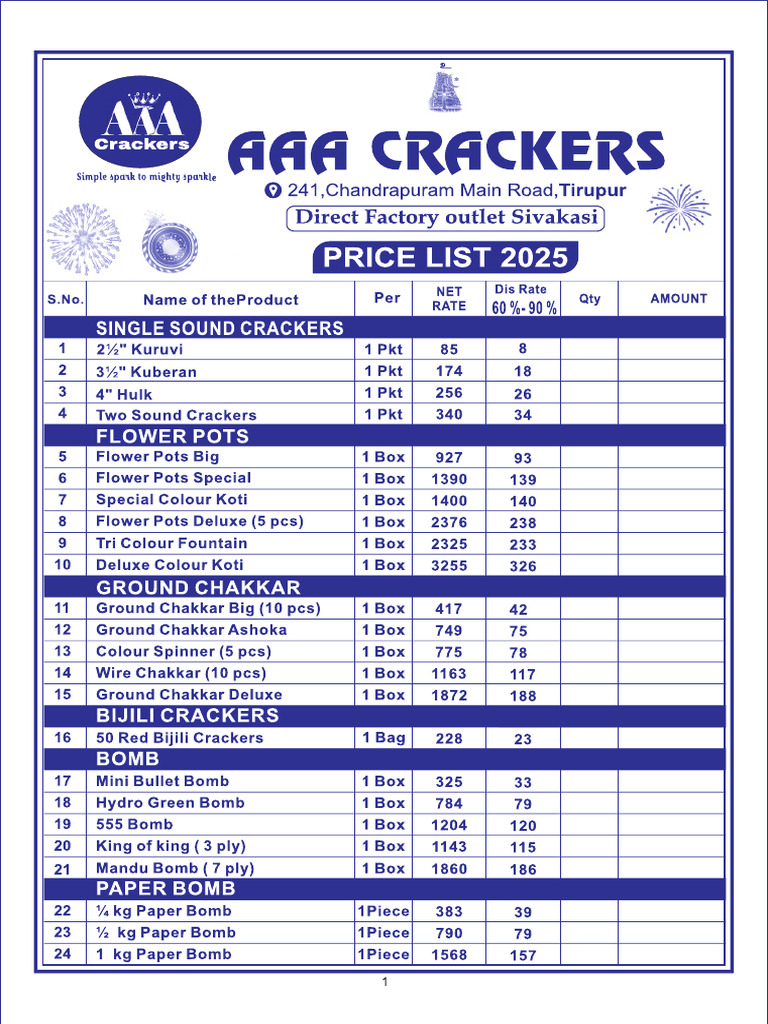 Aaa Crackers Price List 2025 N | PDF