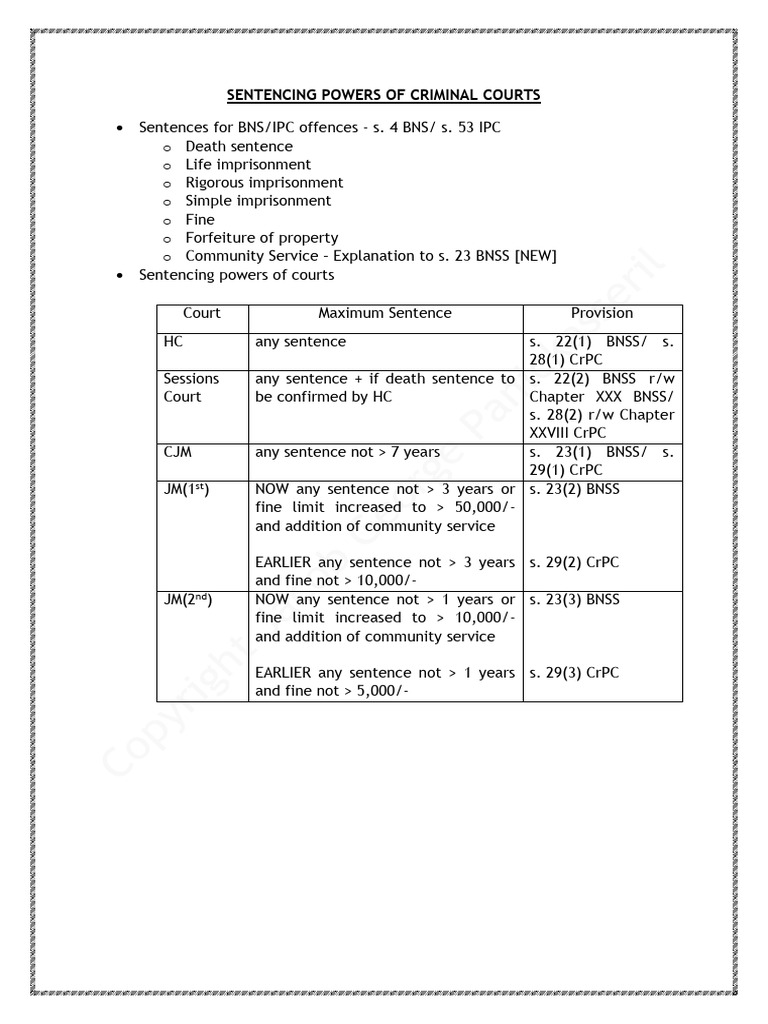 Sentencing Powers in Criminal Courts | PDF