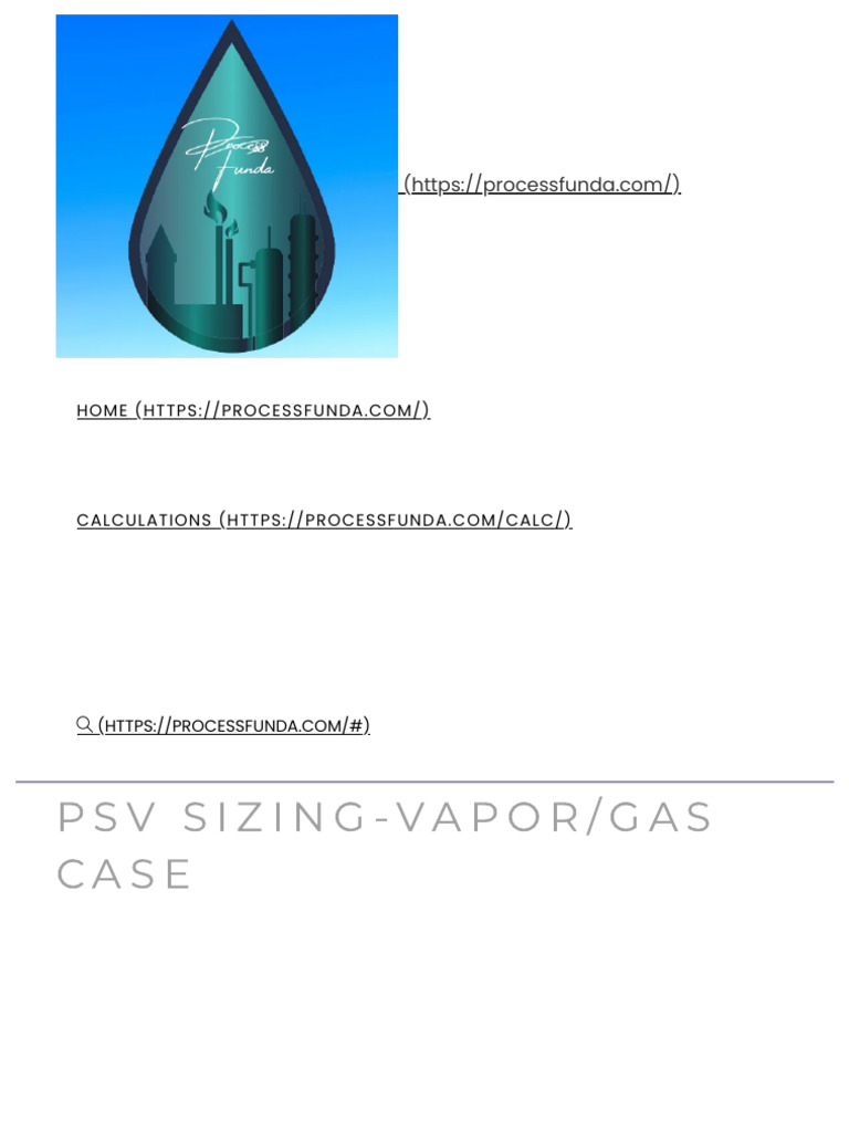 PSV Sizing-Vapor_Gas Case – Process Funda | PDF | Liquids | Process ...