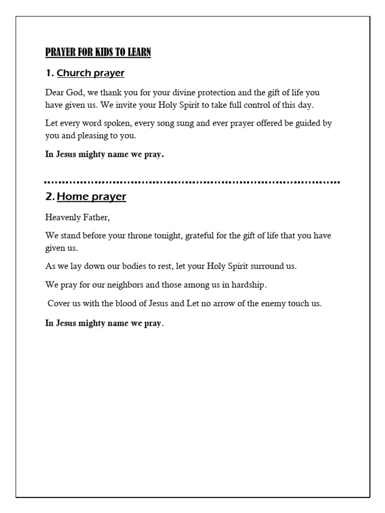 Kids' Prayer Guide for Church and Home | PDF