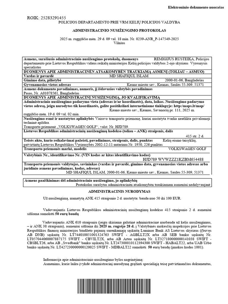 ANR 25283291455 Pasirasytas Dokumentas Nuorasas | PDF