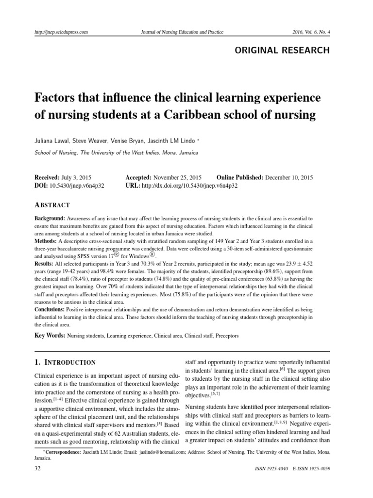 8factors That Influence The Clinical Learning Experience of Nursing ...