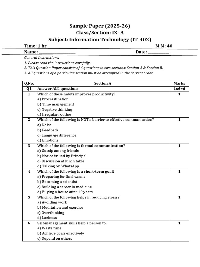 Grade 9 It Sample Paper Hy 2025-26 - 1707476516251635715.SD - PDF | PDF ...