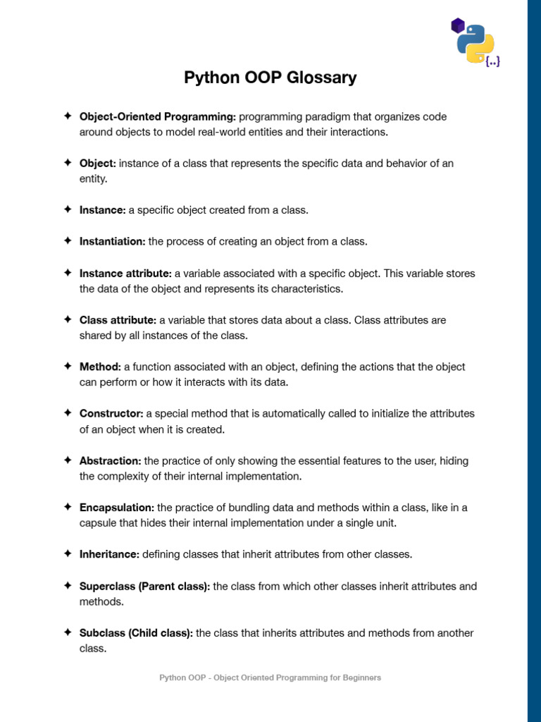 Python+OOP+Glossary | PDF | Method (Computer Programming) | Class ...