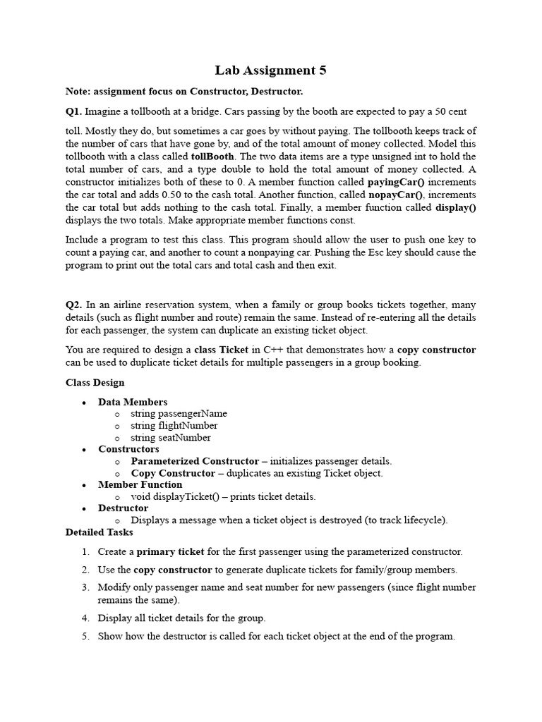 Lab Assignment 5 | PDF | Constructor (Object Oriented Programming ...