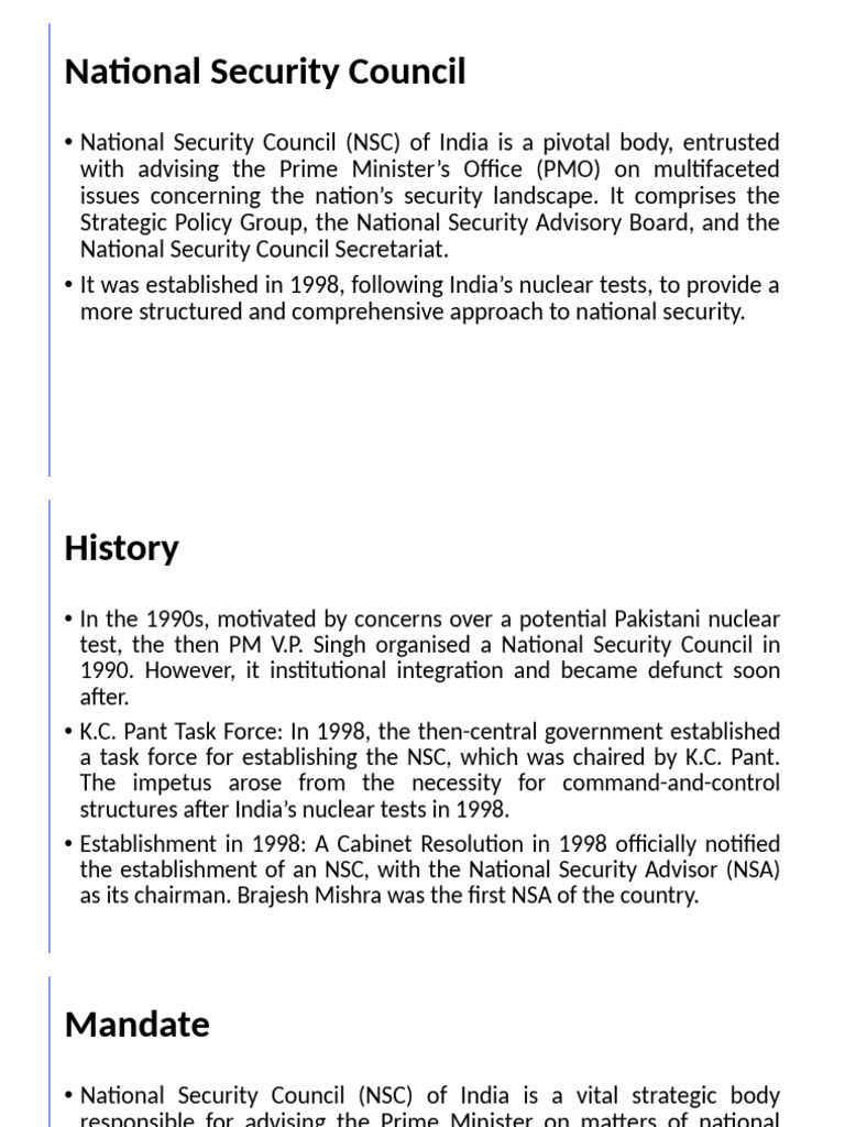 National Security Council of India Overview | PDF | United States ...