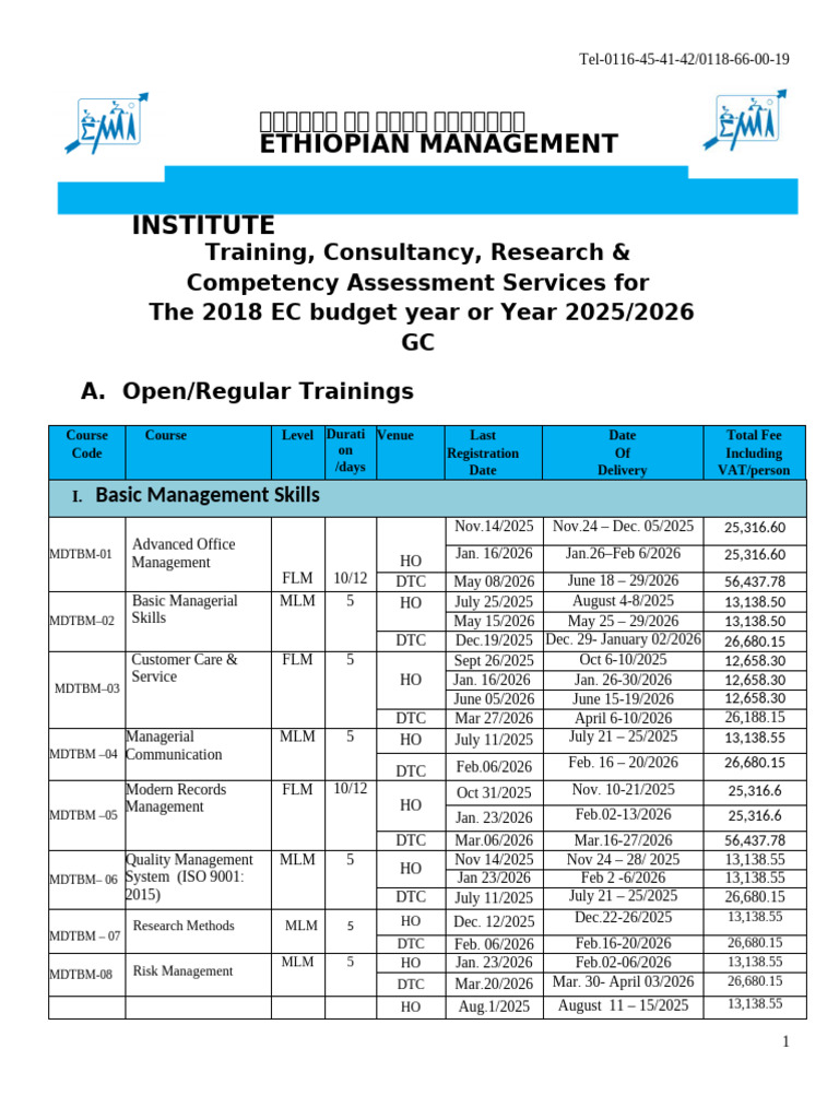 EMI Training Schedule 2025-2026 | PDF | Business | Leadership