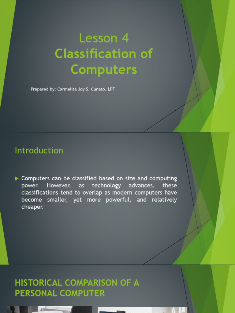 Lesson 4 - Classification of Computers | PDF | Mainframe Computer ...