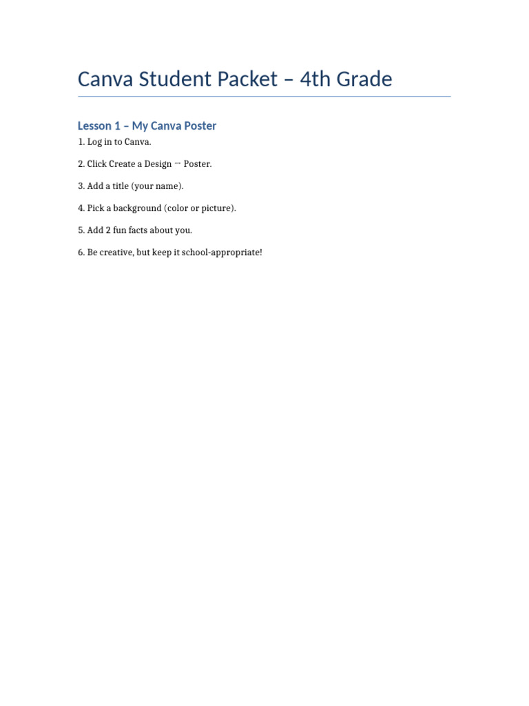 Canva Student Packet | PDF