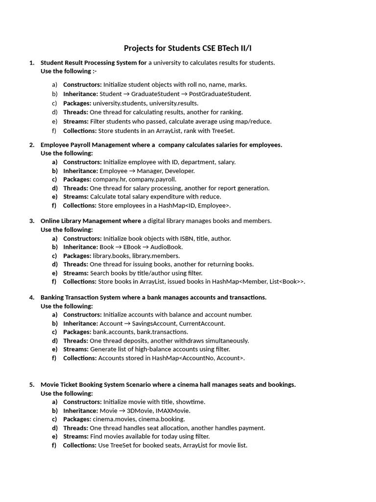 Projects For Students CSE BTech II | PDF | Transport