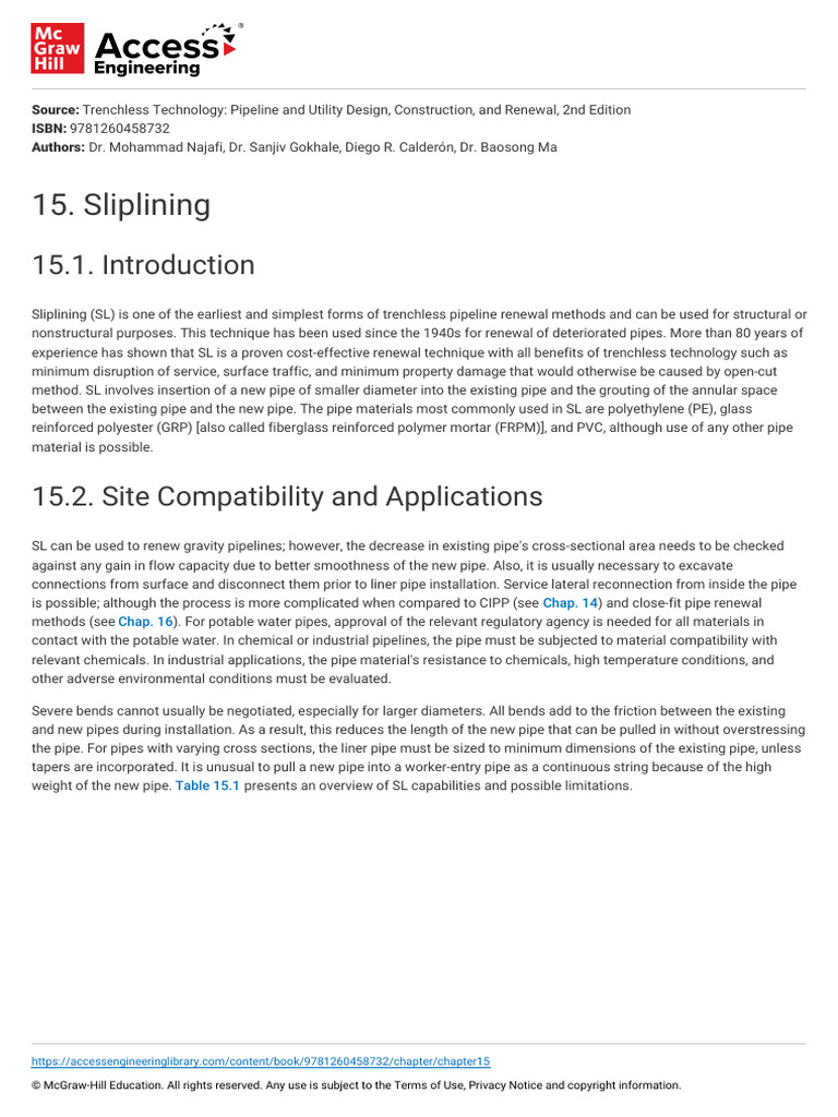 Sliplining: Trenchless Pipeline Renewal | PDF | Pipe (Fluid Conveyance ...