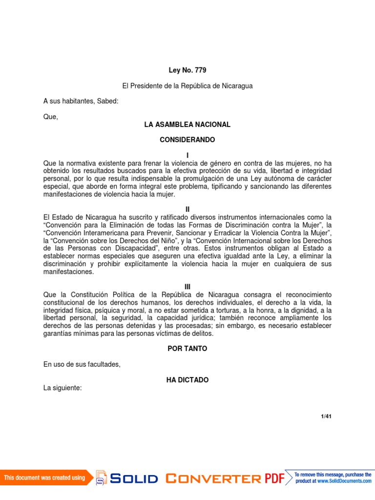 Ley 779: Protección Integral a Mujeres | PDF | La violencia contra las ...