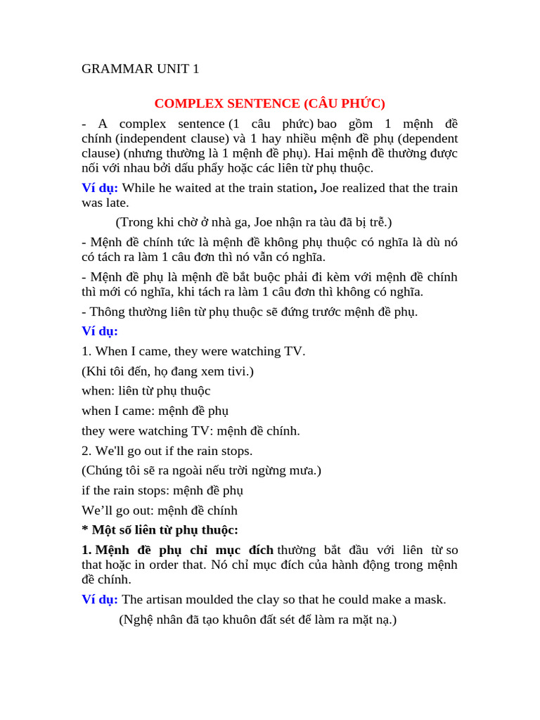 Grammar Unit 1 | PDF