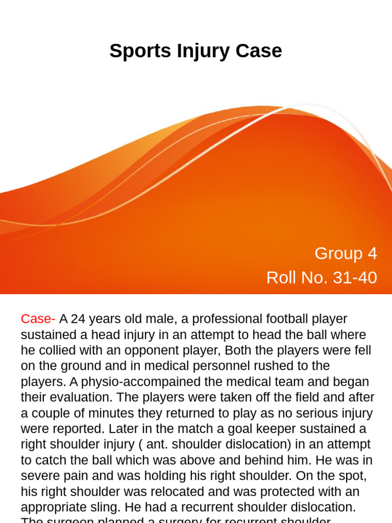 Sports Injury - Group 4 | PDF | Knee | Shoulder