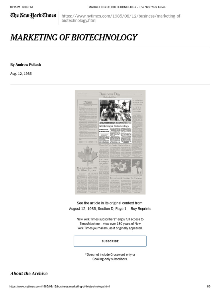 Biotechnology Marketing Challenges | PDF | Cancer | Recombinant Dna