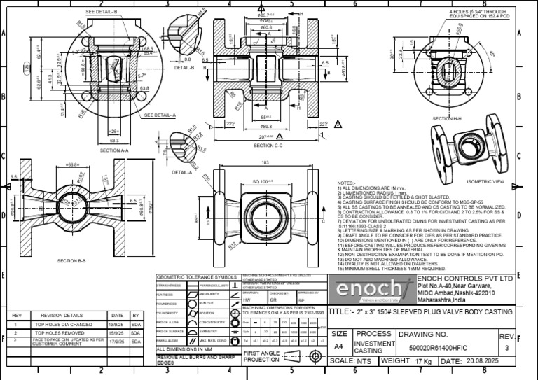 2by3 Plugvalve Bodycasting Rev3 | PDF | Engineering Tolerance