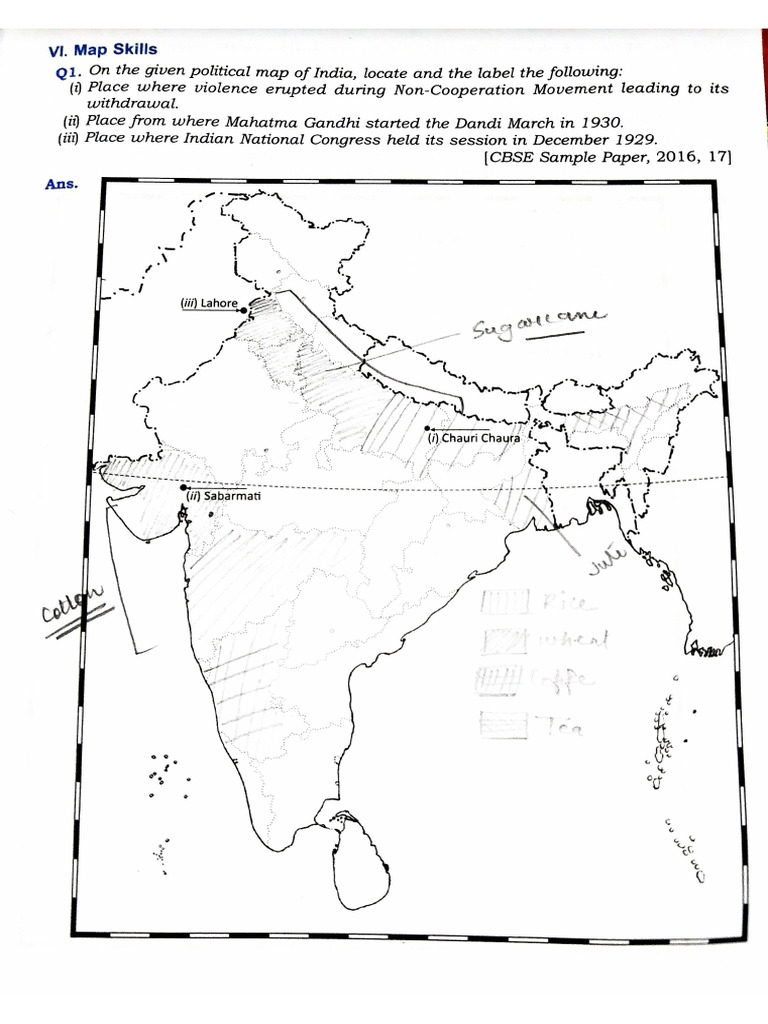 Nationalism in India Map Work (Class 10) | PDF