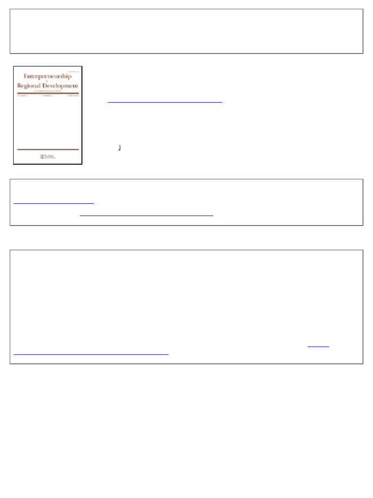 Entre Aand Regional Dev't Johannisson - 1989 | PDF | Entrepreneurship ...