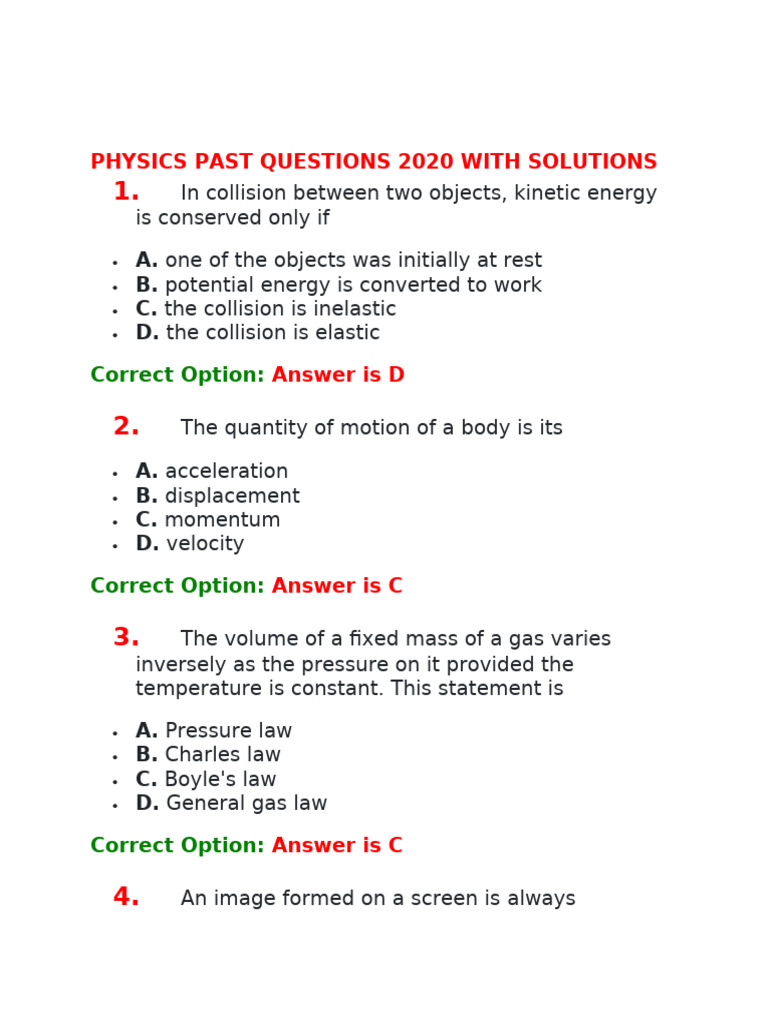 Physics WAEC 2016 Past Questions & Answers | PDF | Emission Spectrum ...