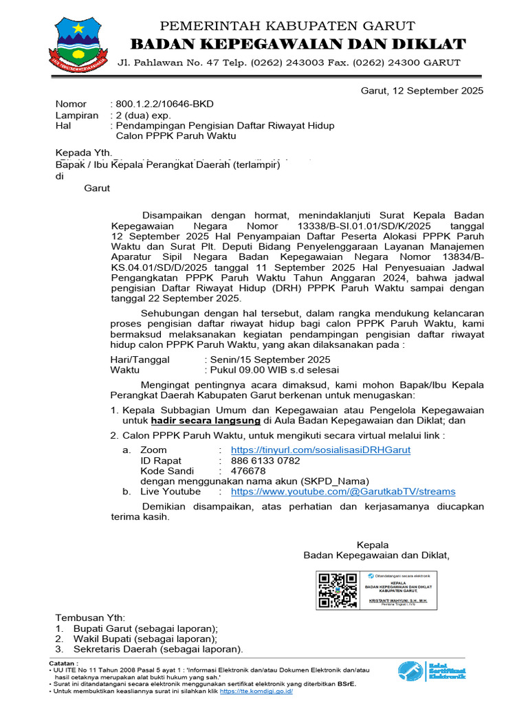 Pendampingan Pengisian DRH PPPK Garut | PDF