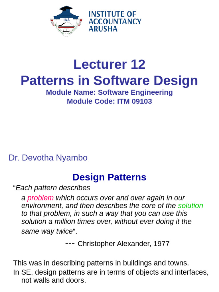 Session 12 - Design Patterns | PDF | Software Design Pattern | Class (Computer Programming)