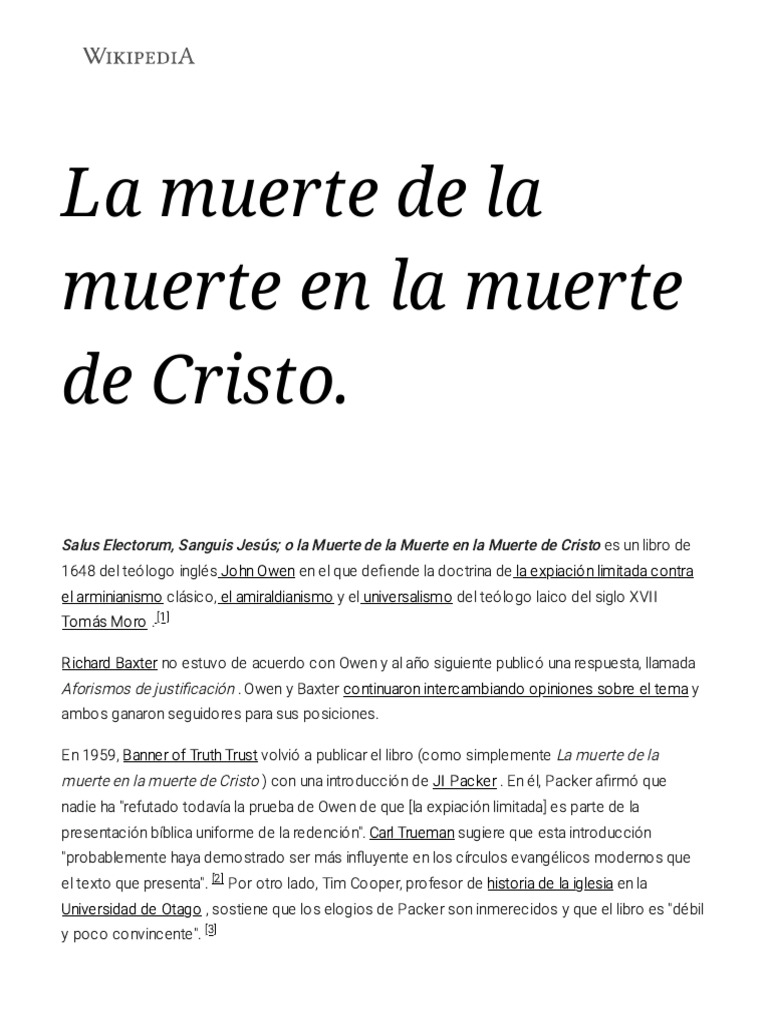 La muerte de la muerte en Cristo | PDF | Teología sistemática ...