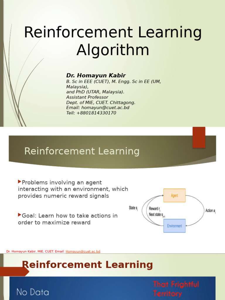 DRL - Dr. Homayun Kabir | PDF | Machine Learning | Algorithms And Data ...