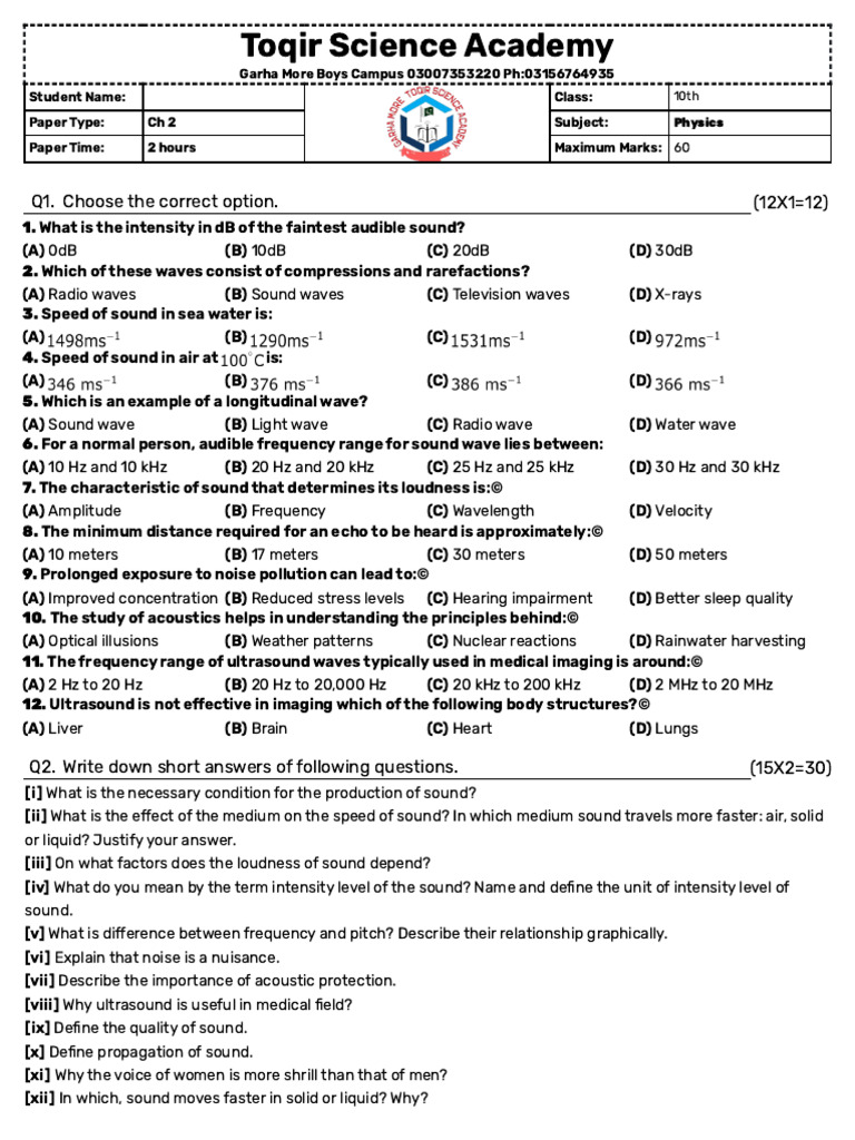 Sound Waves and Acoustics Study Guide | PDF | Sound | Waves