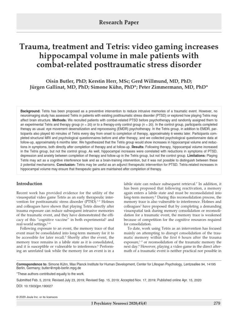 Tetris as PTSD Therapy Adjunct | PDF | Eye Movement Desensitization And ...