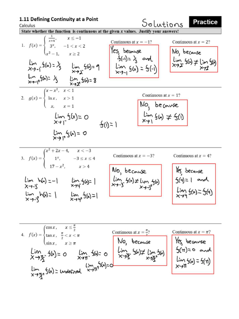 Calc 1.11 Solutions | PDF