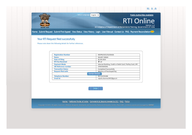 RTI Online - Online RTI Information System | PDF