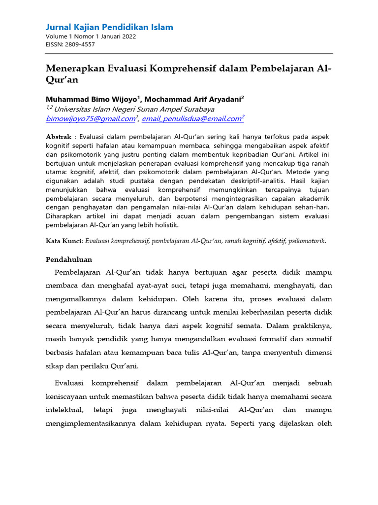 Evaluasi Komprehensif Pembelajaran Al-Qur'an | PDF