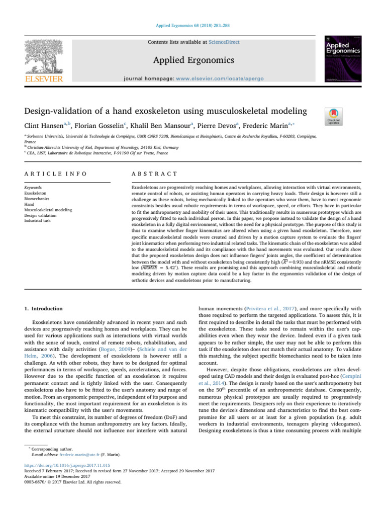 Design-Validation of A Hand Exoskeleton Using Musculoskeletal Modeling ...