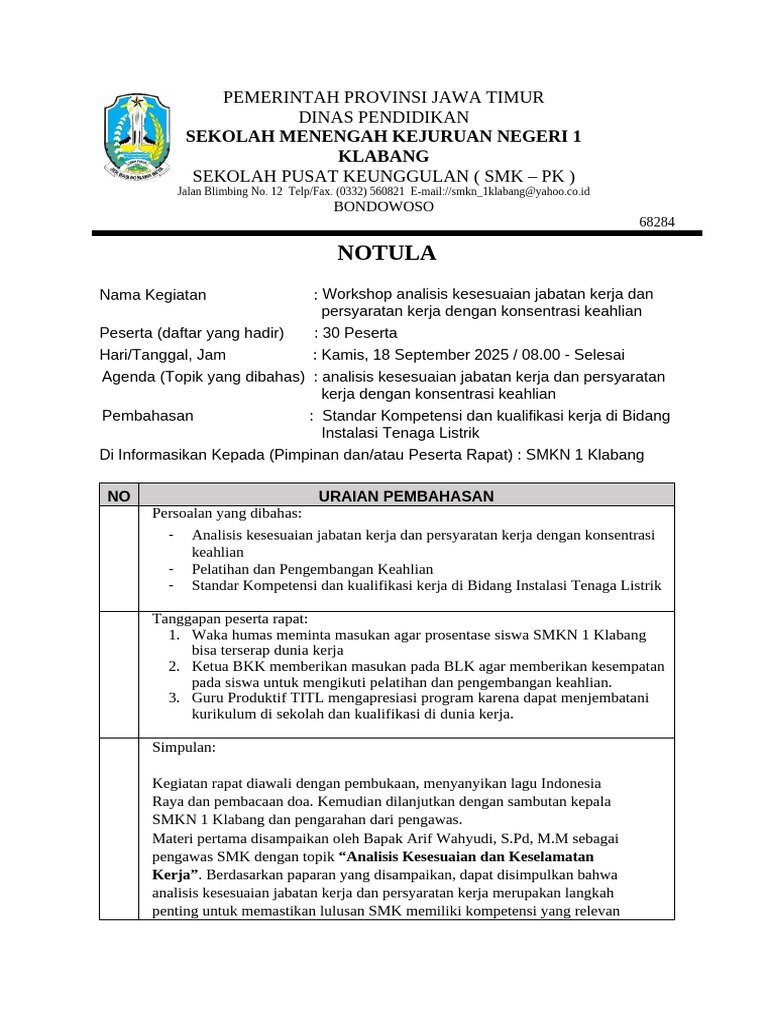 Kesesuaian Jabatan dan Keahlian SMK | PDF