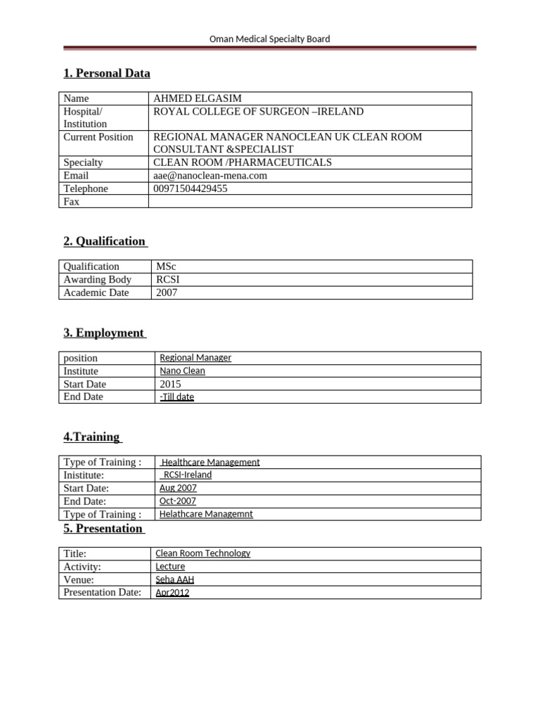 Omsb Speaker CV New Form Ahmed | PDF