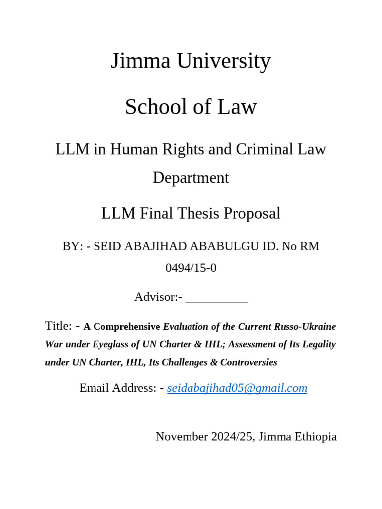 F-Seid's LLM Final Thesis Proposal 2024-5 | PDF | International Humanitarian Law | International Law