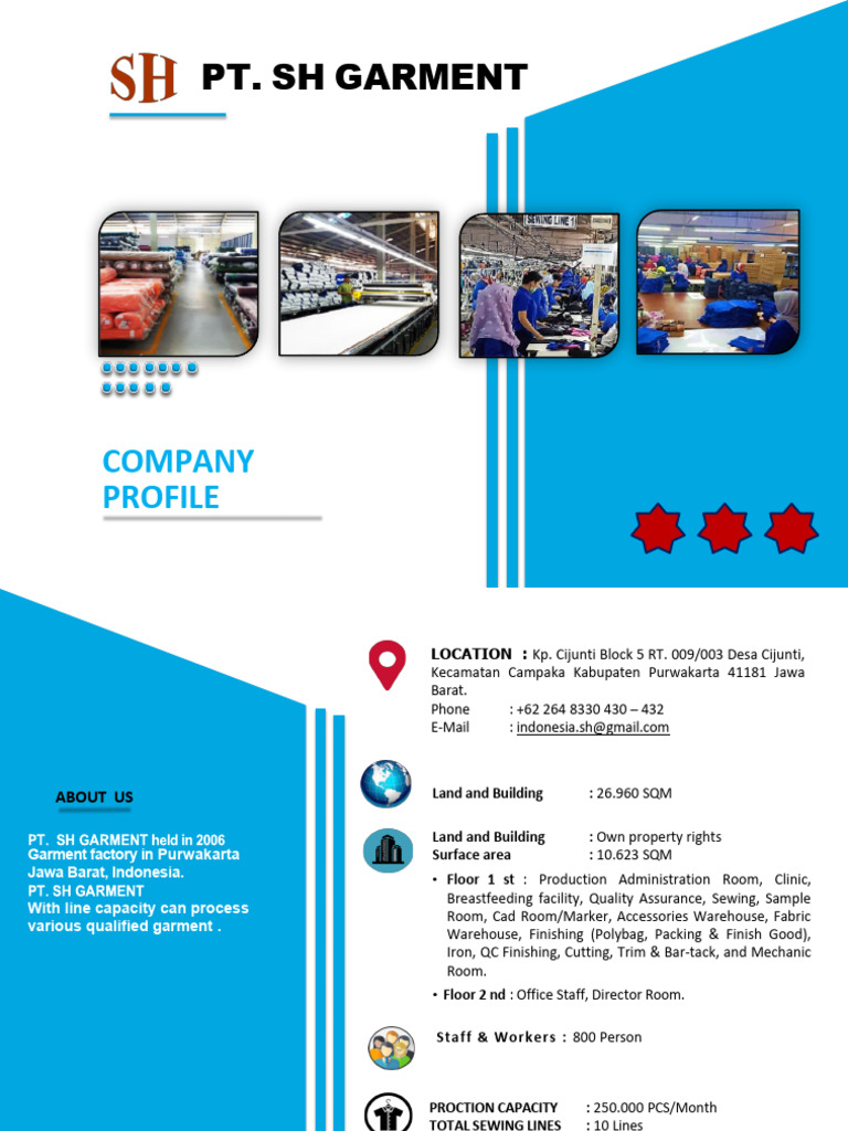 PT. SH Garment Company Profile | PDF | Clothing | Sewing