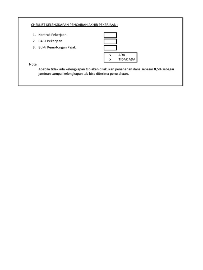 Checklist Dokumen Perusahaan | PDF