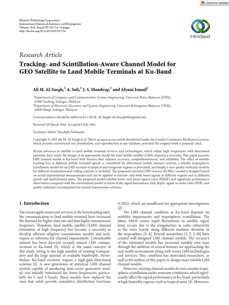International Journal of Antennas and Propagation - 2015 - Al-Saegh - Tracking‐ and ...
